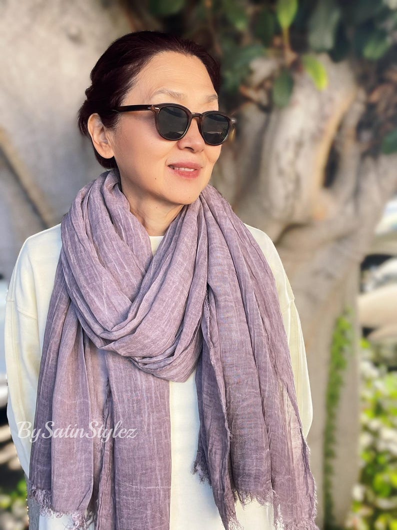 Soft Cotton Blend Scarf, Lightweight Cotton Viscose Scarves, Large ...
