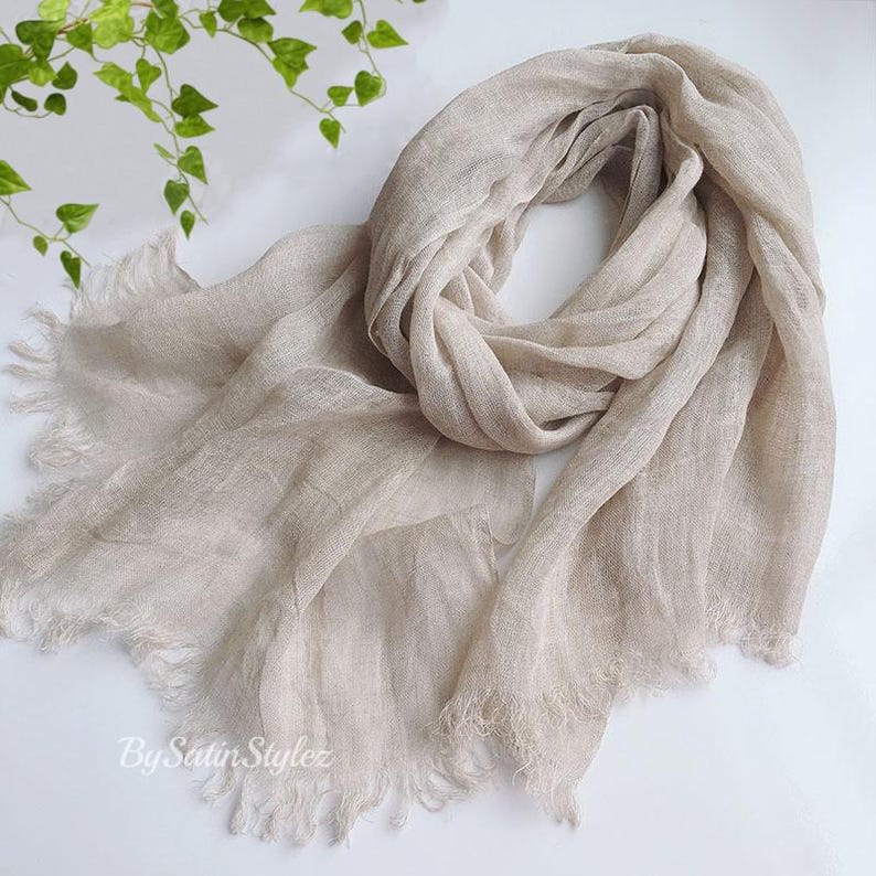 100% Soft Linen Scarf, Lightweight Linen Scarves in 8 Colors for Women ...