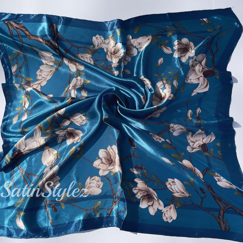 Floral Silk Bag Scarf - Etsy