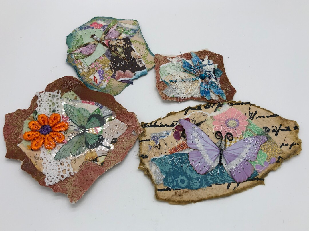 Set of 4 Junk Journal Clusters, Junk Journal Embellishments or ...