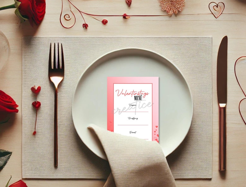 Valentine's Day | Printable Dinner/menu Card - Etsy