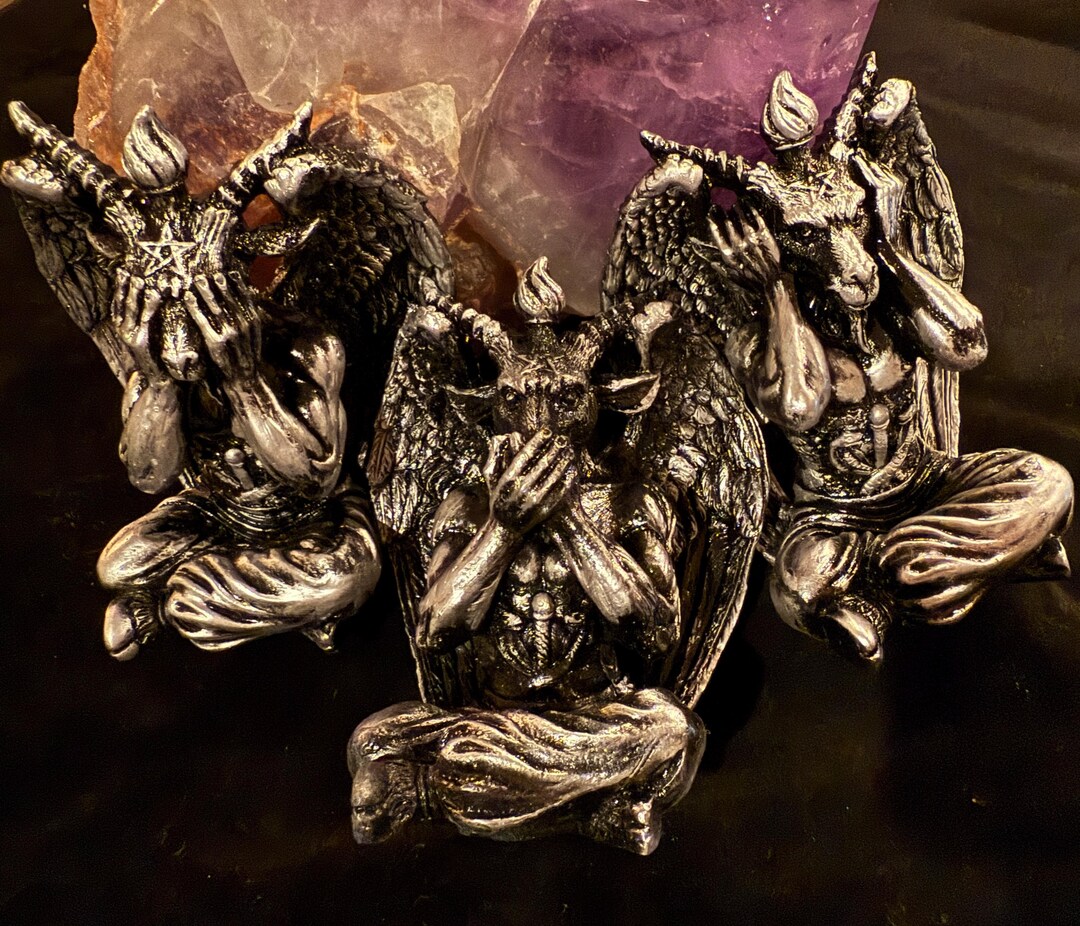Baphomet Set - Hand Painted - Hear No Evil, See No Evil, Say No Evil ...