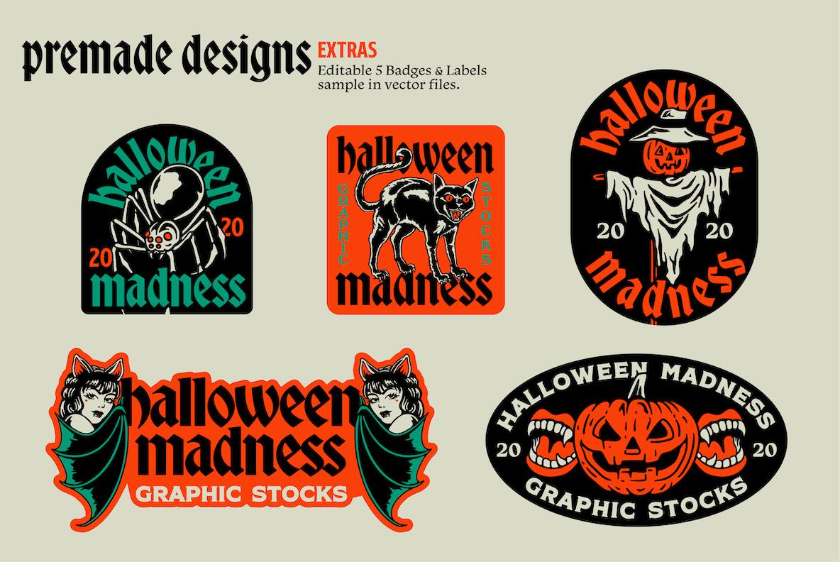 Halloween Madness Graphics | Retro Scary Clipart Pack | Spooky Design ...