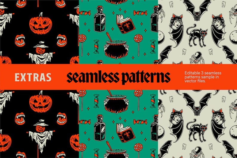 Halloween Madness Graphics | Retro Scary Clipart Pack | Spooky Design ...