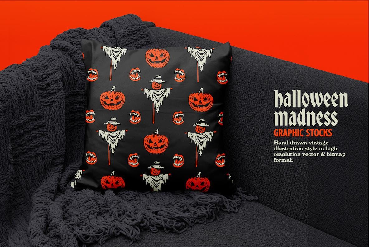 Halloween Madness Graphics | Retro Scary Clipart Pack | Spooky Design ...
