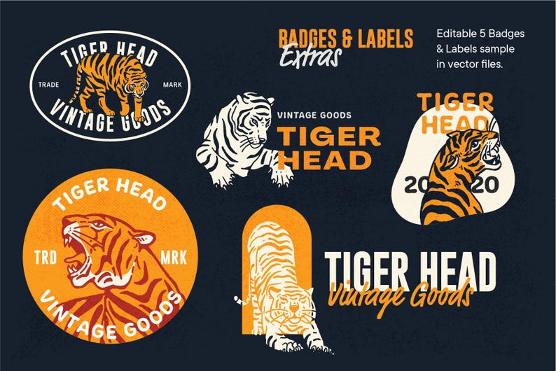 Vintage Tiger Illustration Collection | Bold & Timeless Tiger Art for ...