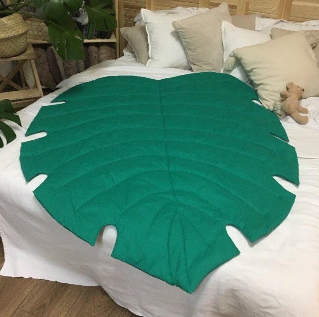 Monstera Linen Rug, Shaped Rug, Monstera Leaf Custom Colors, Size Rug ...