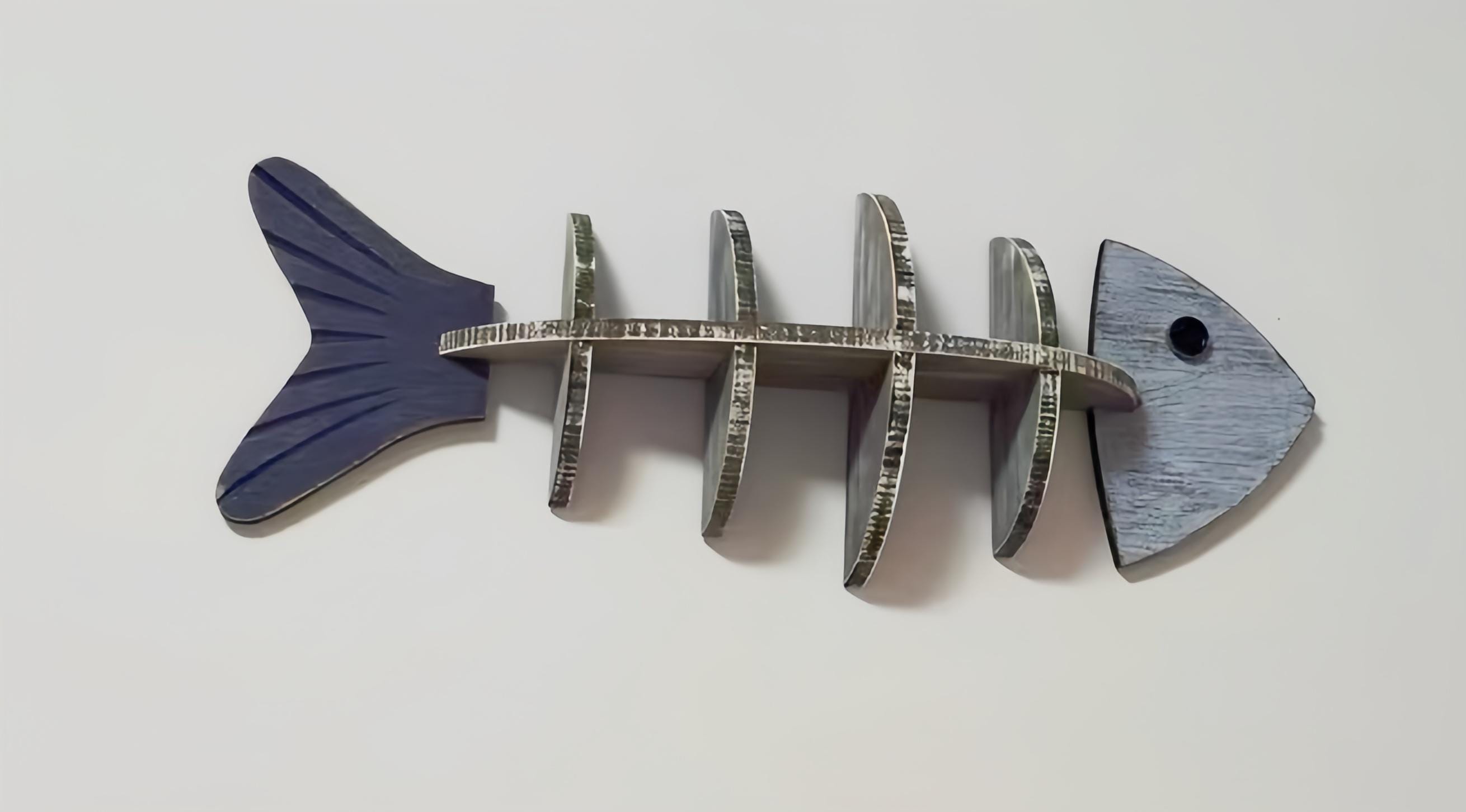 Vintage Mediterranean Fishbone Wall Shelf Rack, Handcrafted Wooden ...