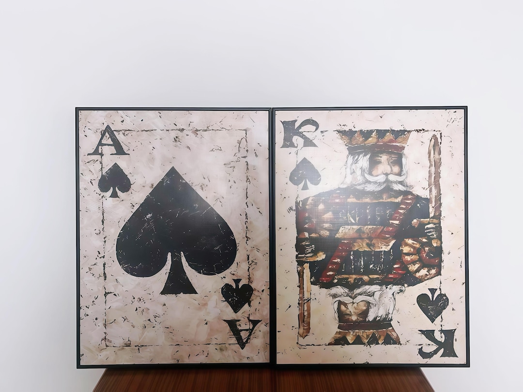 Retro Poker Card Art Prints: Aesthetic Poker Room Wall Decor, King ...
