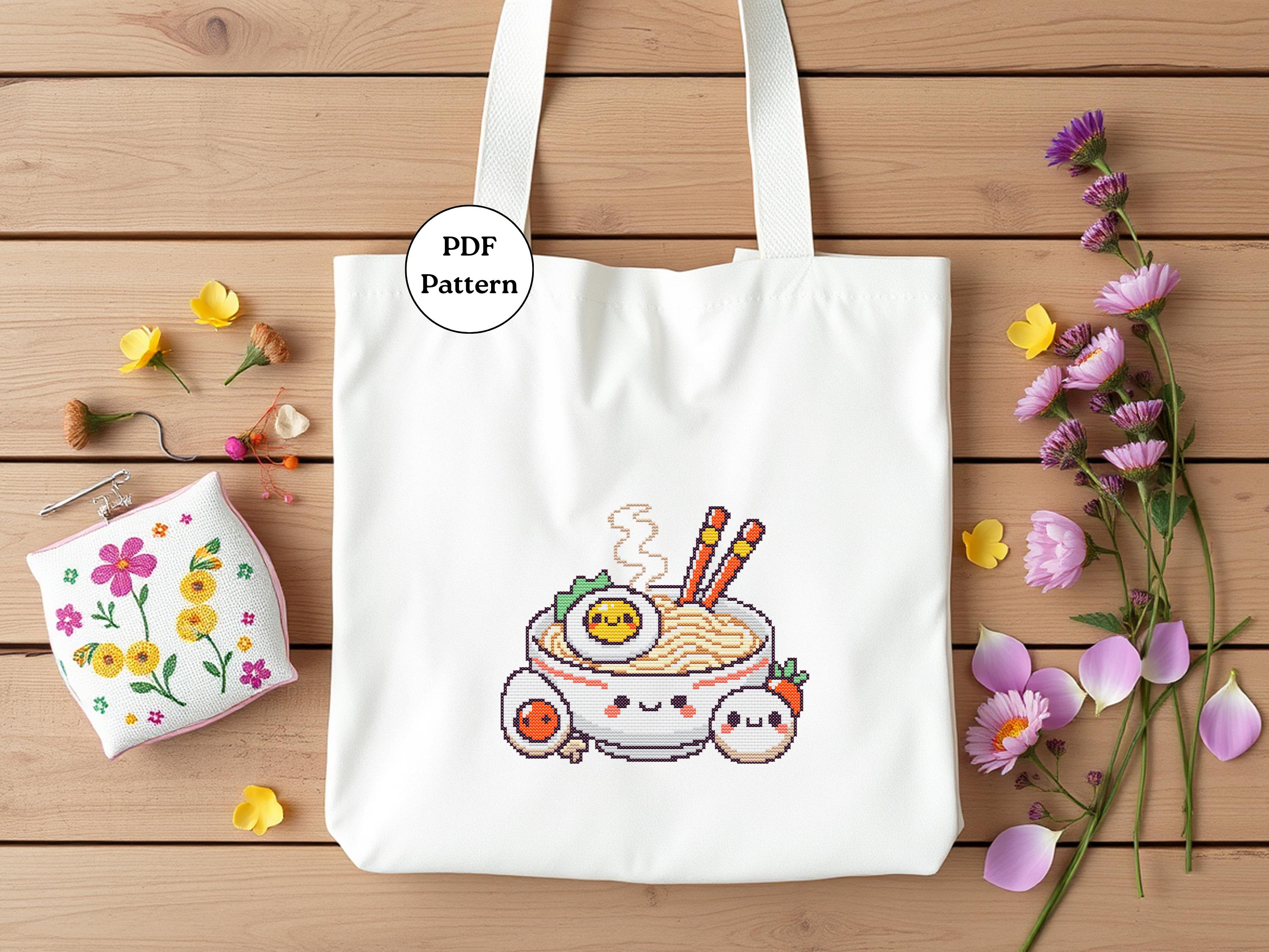 Kawaii Ramen Cross Stitch Pattern PDF Cute Food Embroidery for ...