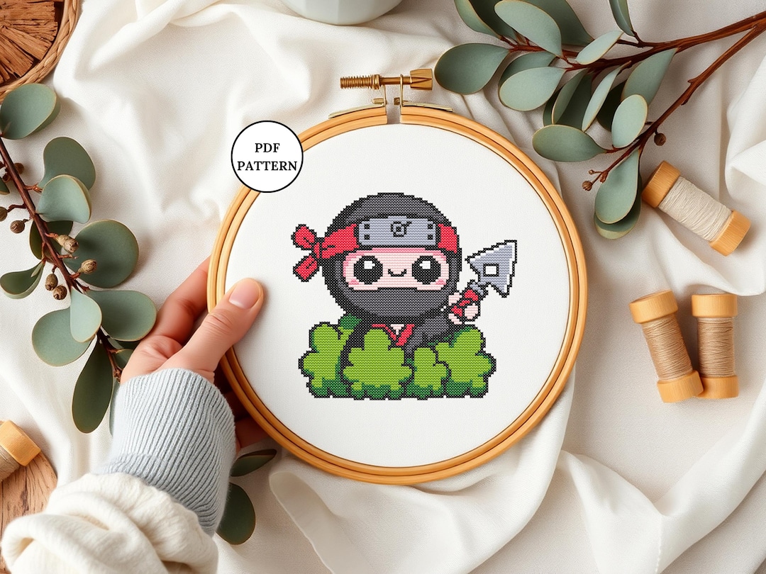 Cute Chibi Cross Stitch Pattern Cute Ninja Embroidery PDF Easy Counted ...