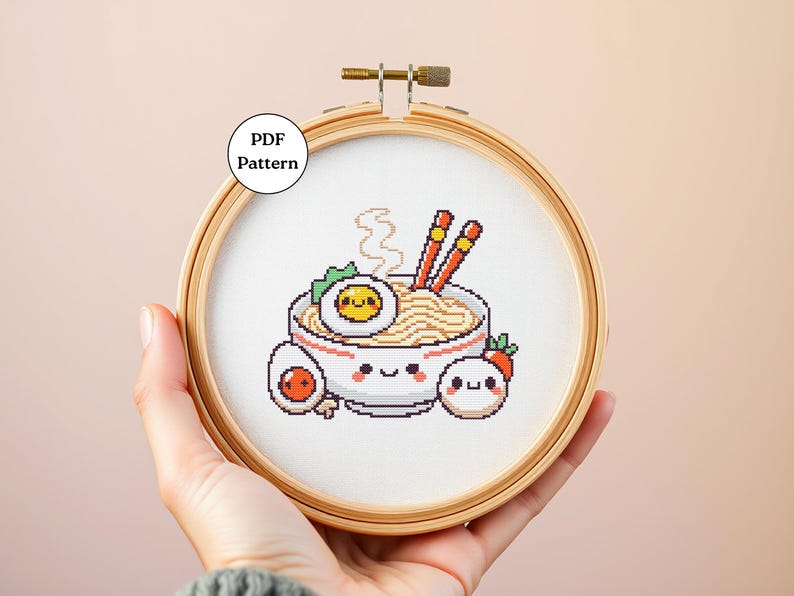 Kawaii Ramen Cross Stitch Pattern PDF Cute Food Embroidery for ...