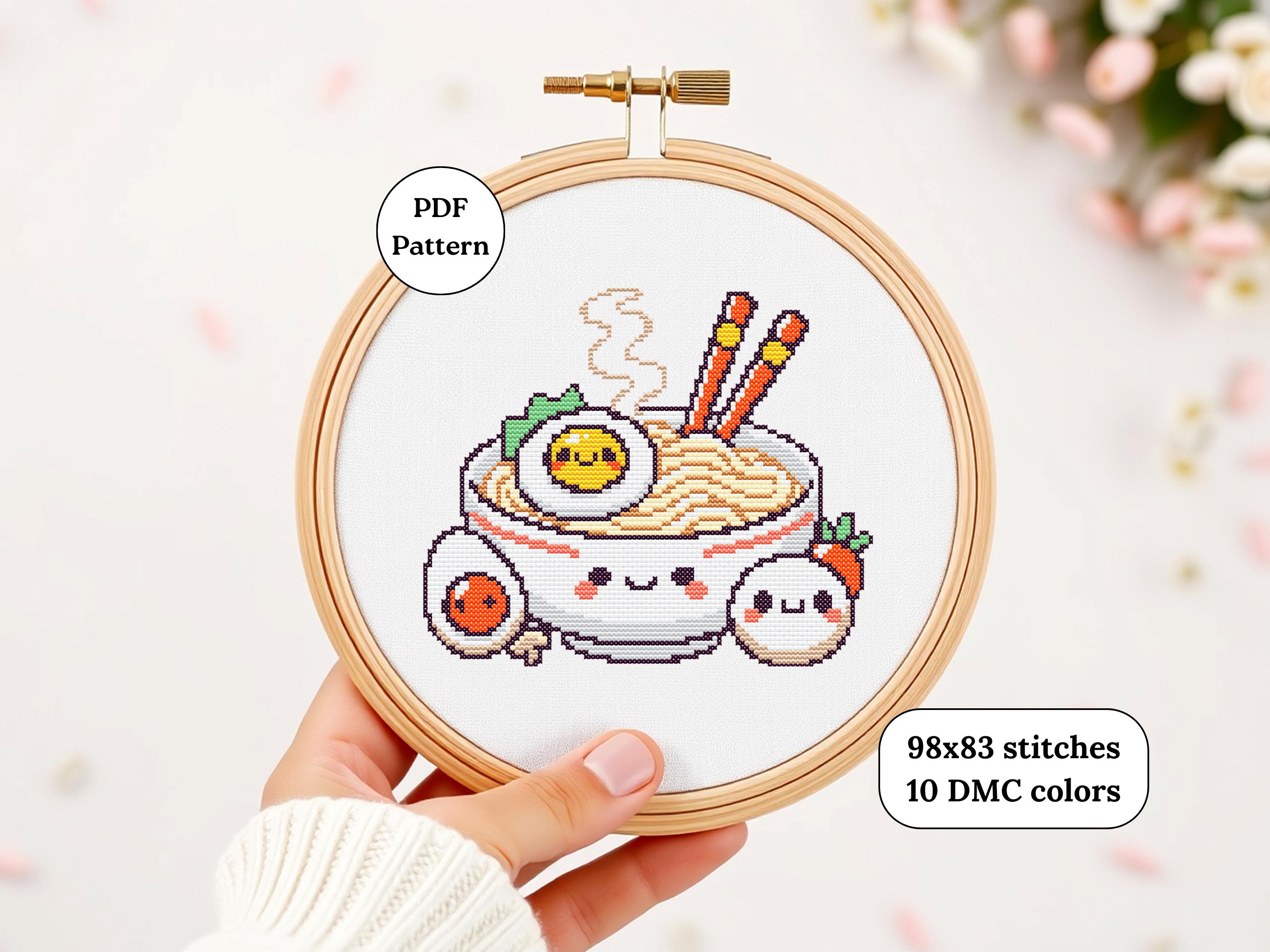 Kawaii Ramen Cross Stitch Pattern PDF Cute Food Embroidery for ...