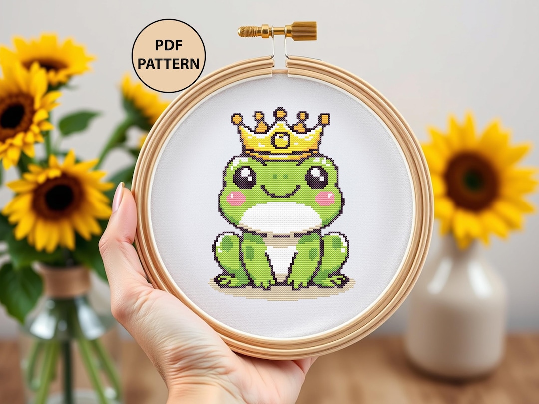 Cute Frog Cross Stitch Pattern Kawaii Frog Embroidery PDF Small ...