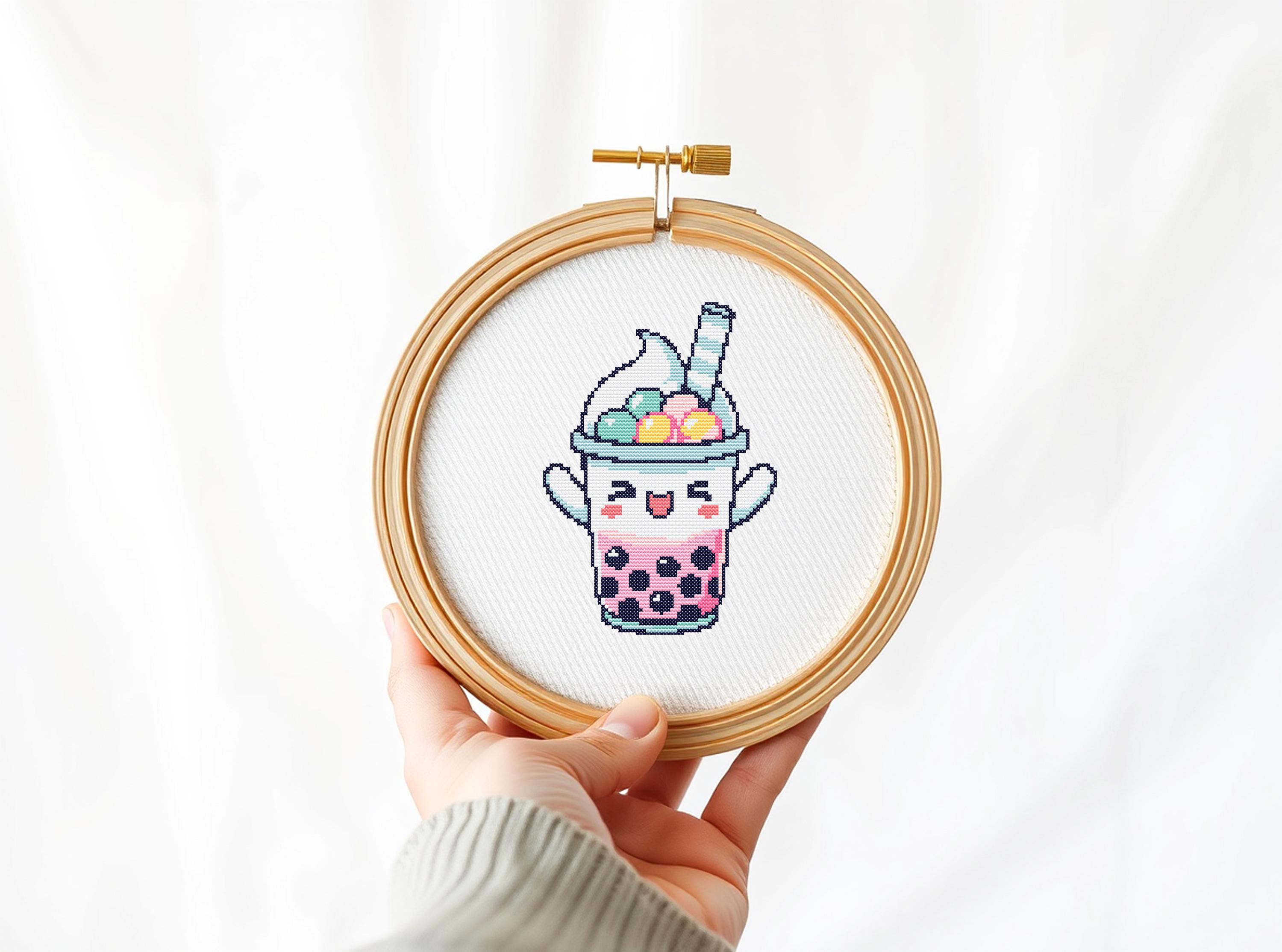 Kawaii Bubble Tea Cross Stitch Pattern PDF Cute Food Embroidery for ...