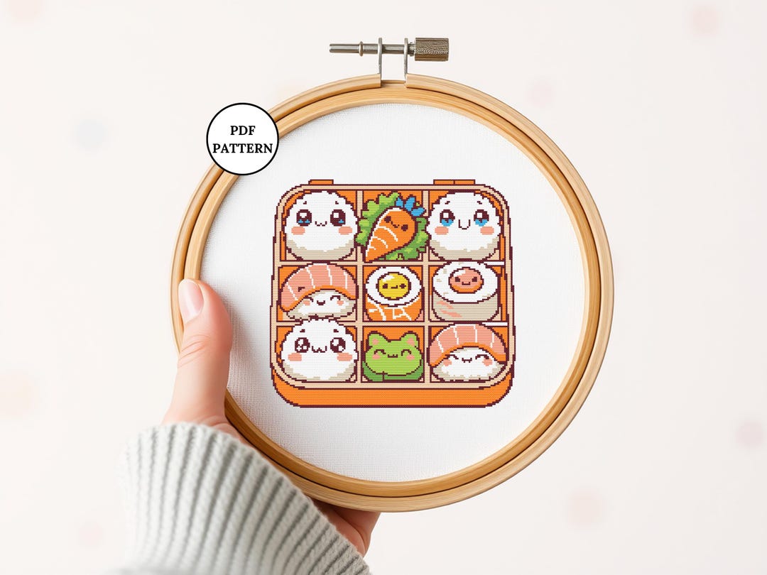Kawaii Bento Cross Stitch Pattern PDF Cute Food Embroidery Beginner ...