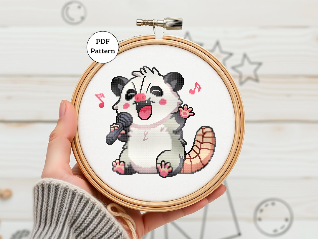 Possum Cross Stitch Pattern Cute Animal Embroidery Funny Possum Digital PDF Modern Cross Stitch ...