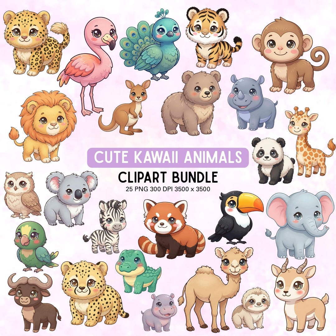 Kawaii Animals Clipart Mega Bundle | Digital Download Printable | Baby ...
