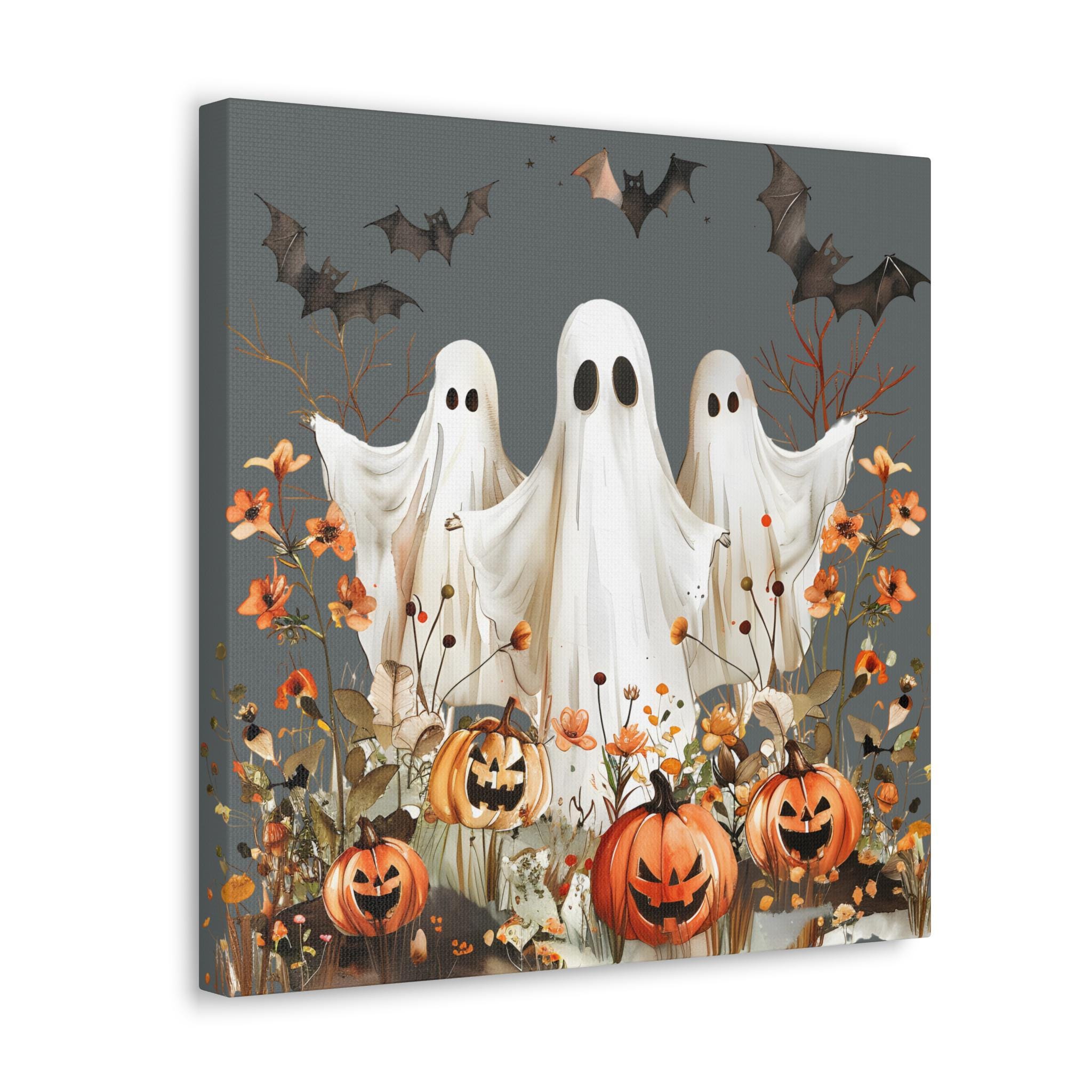 Ghost Canvas Wall Art, Haunted House Halloween Home Decor, Spooky ...