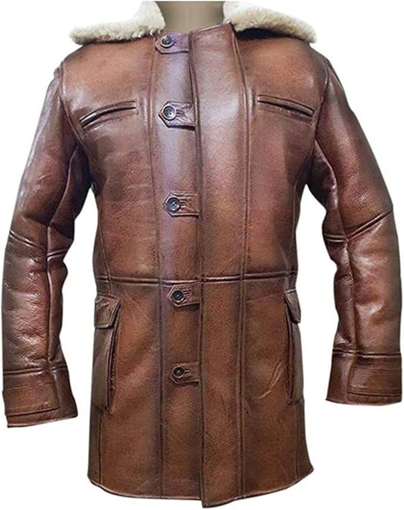 Bane Coat Knight Rises Tom Hardy Shearling Leather Coat Winter Ginger ...