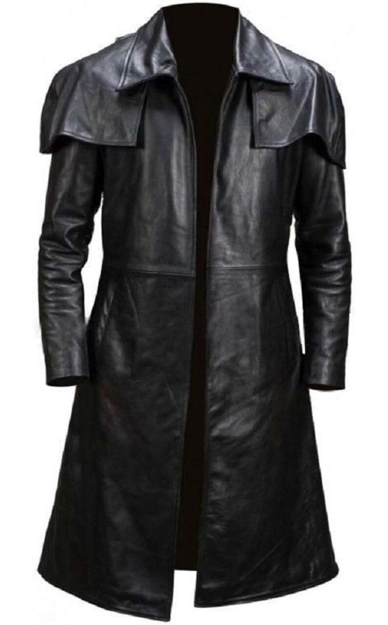 Vegas NCR Veteran Ranger Armor Black Leather Trench Coat | Long Leather ...