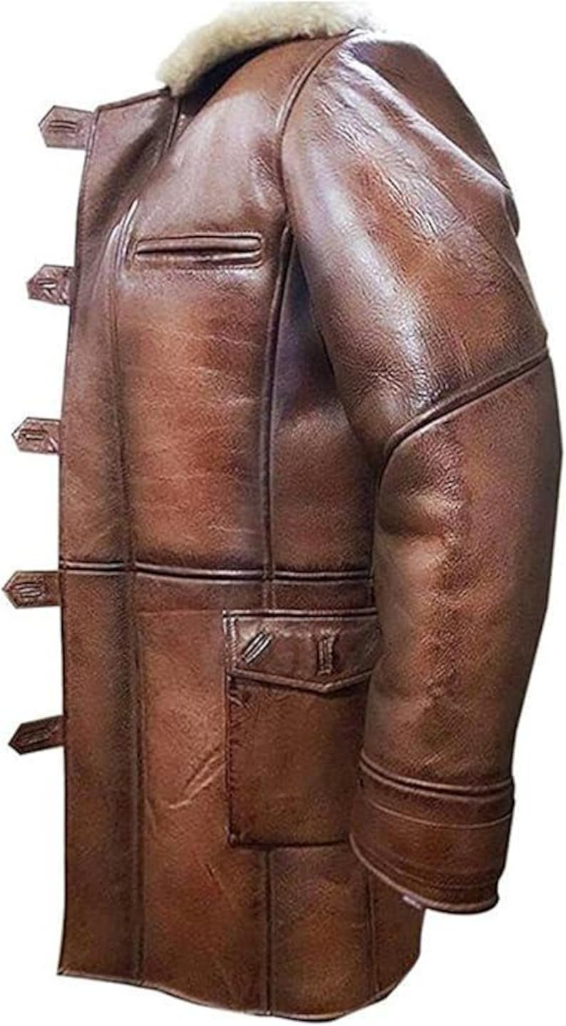 Bane Coat Knight Rises Tom Hardy Shearling Leather Coat Winter Ginger ...
