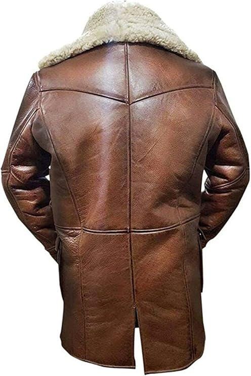 Bane Coat Knight Rises Tom Hardy Shearling Leather Coat Winter Ginger ...