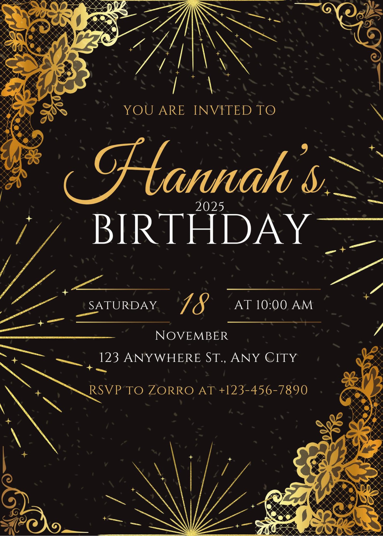 Editable Birthday Party Invitation, Text Invitation, Great Gatsby ...