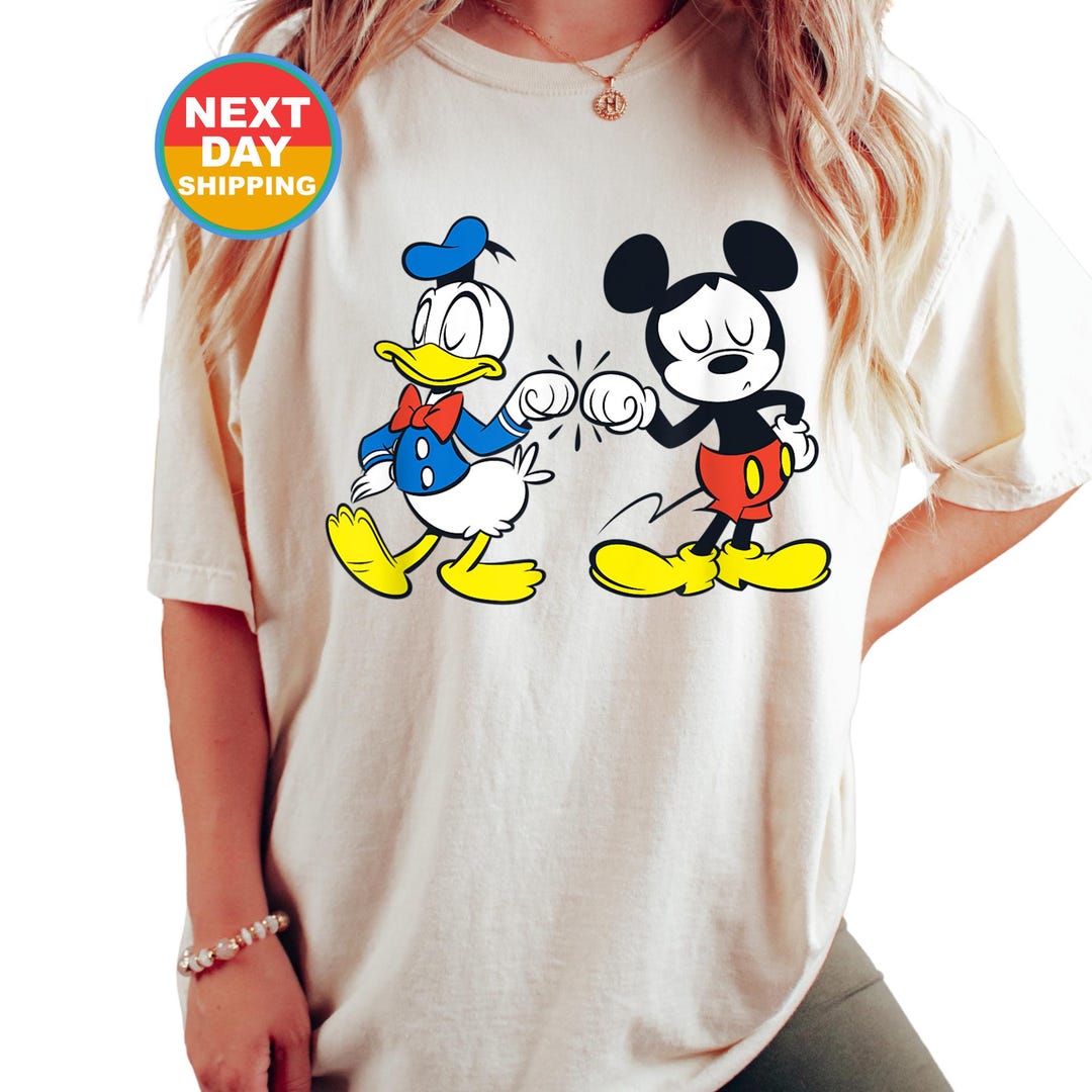 Retro Checkered Mickey Mouse and Donald Duck Fist Bump Comfort Colors ...