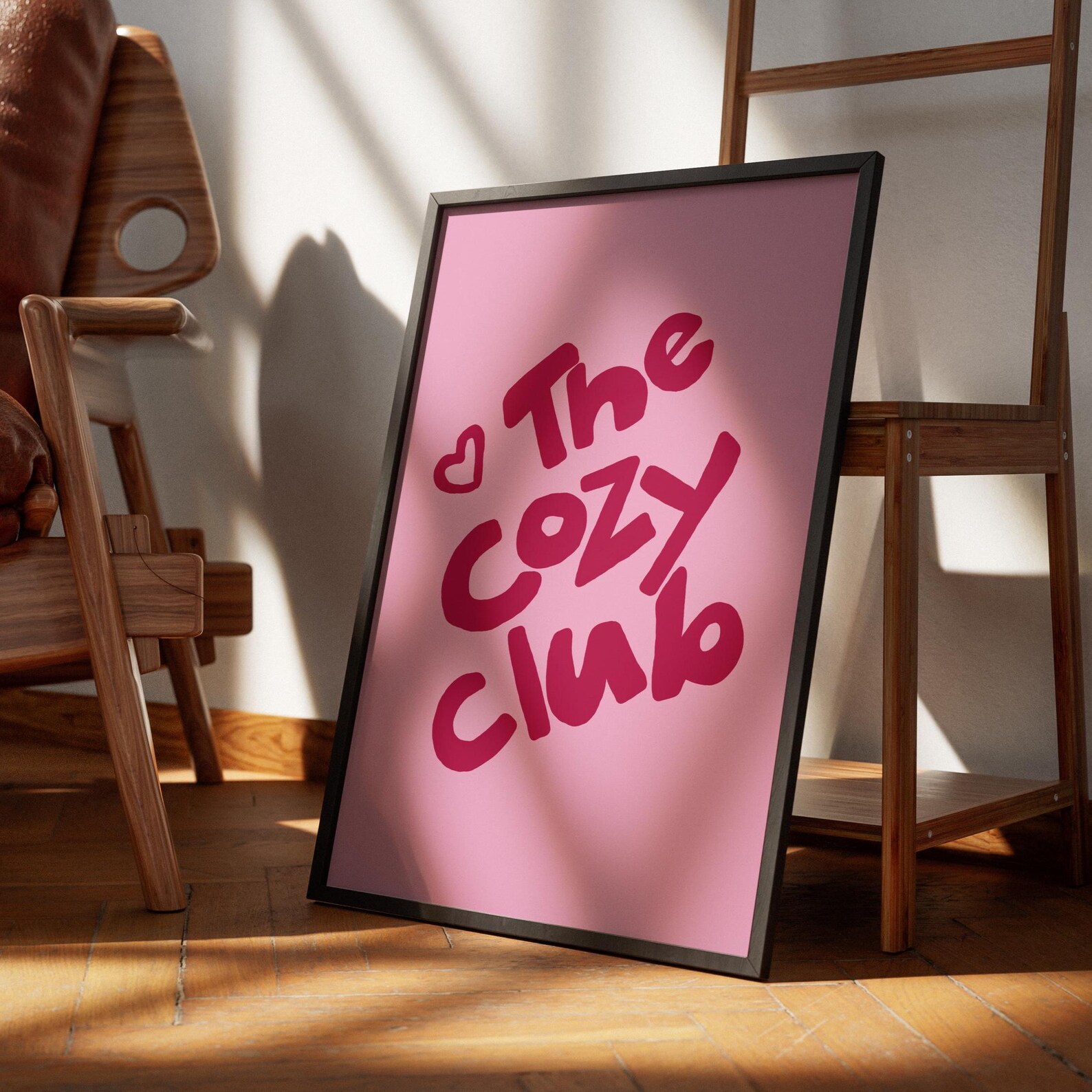 The Cozy Club Poster, Pink Trendy Typography Digital Printable Wall ...