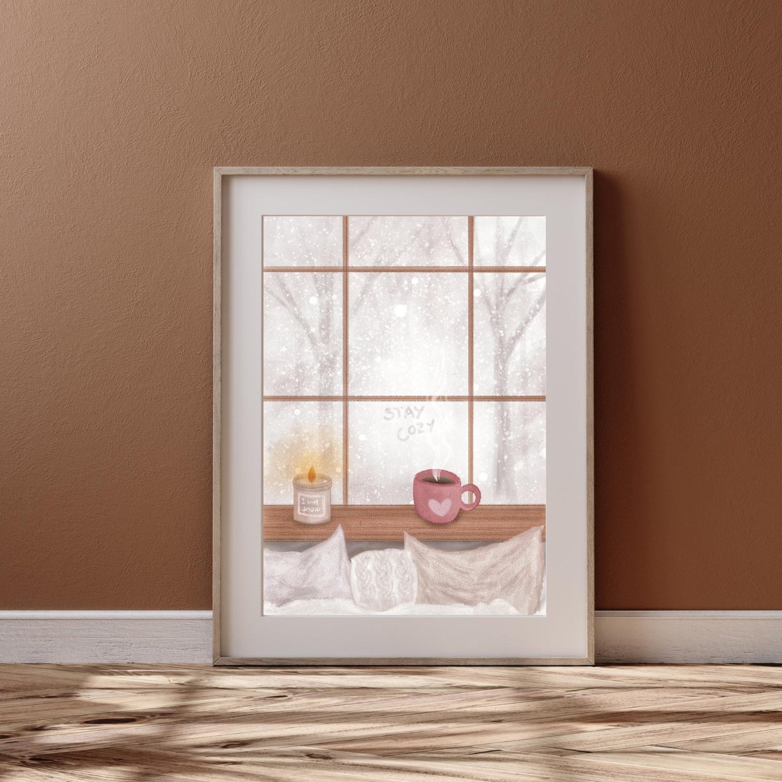 Stay Cozy Poster, Digital Download, Winter Scenery Window View ...