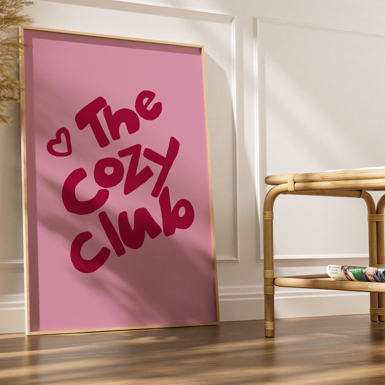 The Cozy Club Poster, Pink Trendy Typography Digital Printable Wall ...