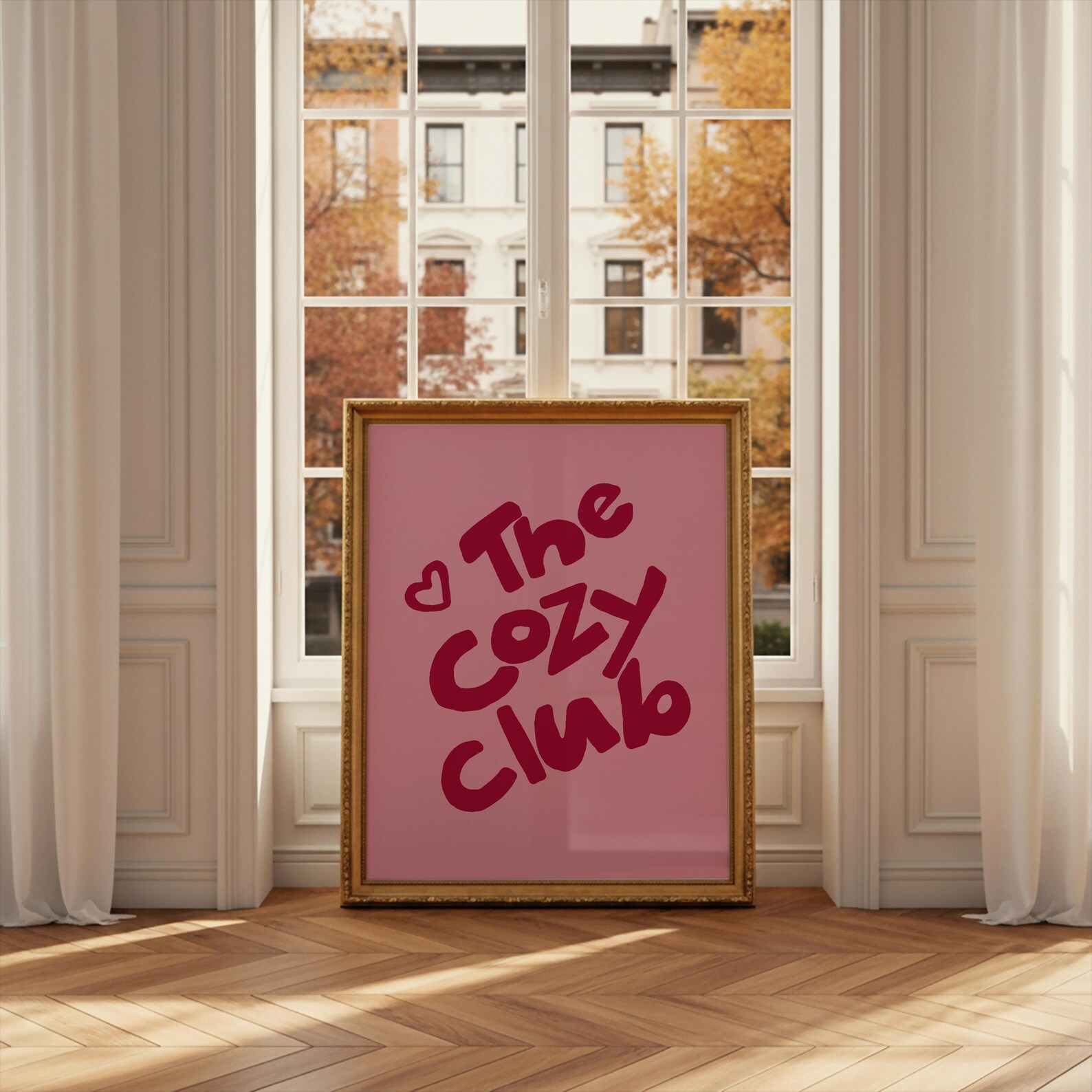 The Cozy Club Poster, Pink Trendy Typography Digital Printable Wall ...