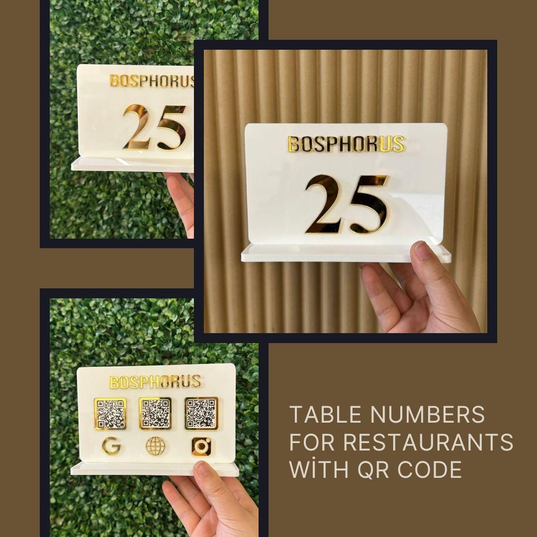 Table Numbers for Restaurants, Table Numbers With QR Code, Customizable ...