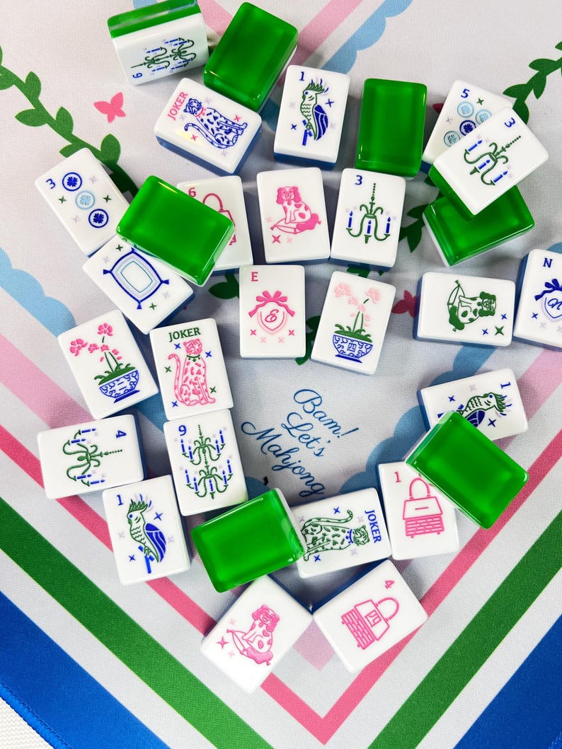 Mahjong Tiles Grandmillennial and Matching Neoprene Mat - Etsy