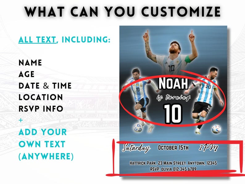 Messi Birthday Invitation: Editable Canva Template (instant Download ...