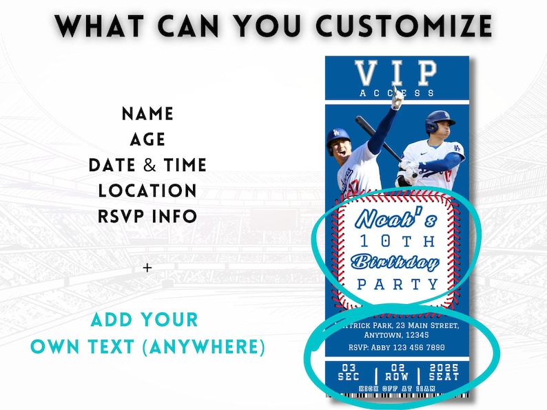 Dodgers Ohtani Birthday Invitation: Baseball Theme (canva Template) - Etsy