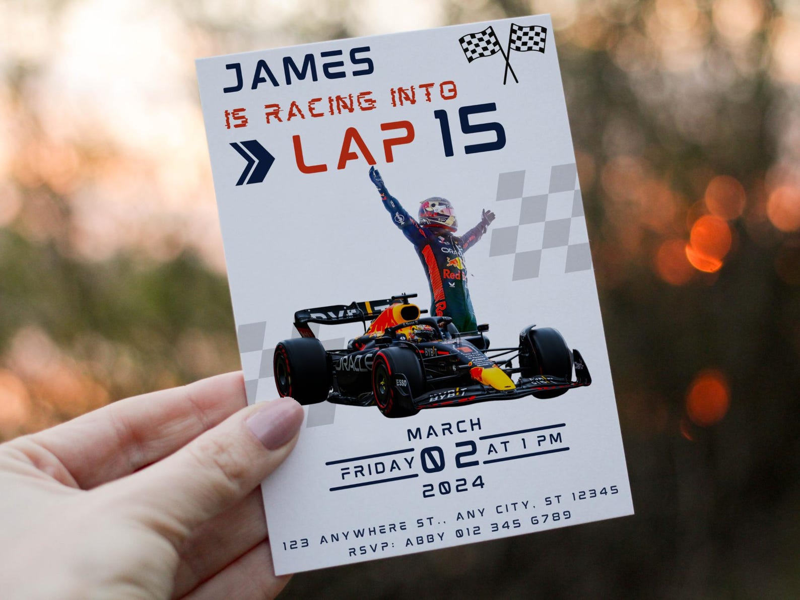 Max Verstappen Birthday Invitation: Formula 1 Red Bull Theme (canva ...