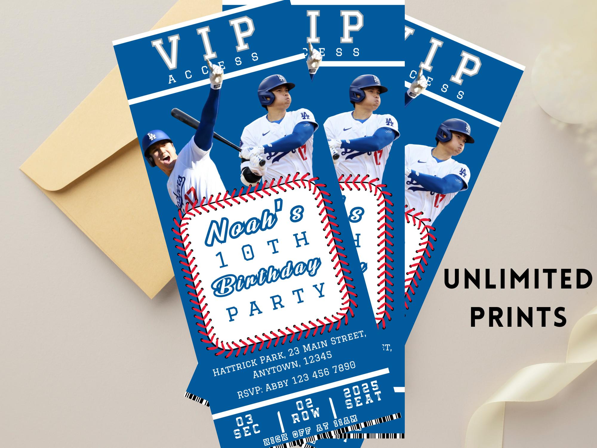 Dodgers Birthday Invitation, Ohtani Invitation, Baseball Birthday ...