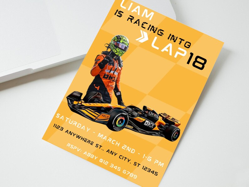 Formula 1 Birthday Invitation: Lando Norris, Mclaren Theme (canva ...