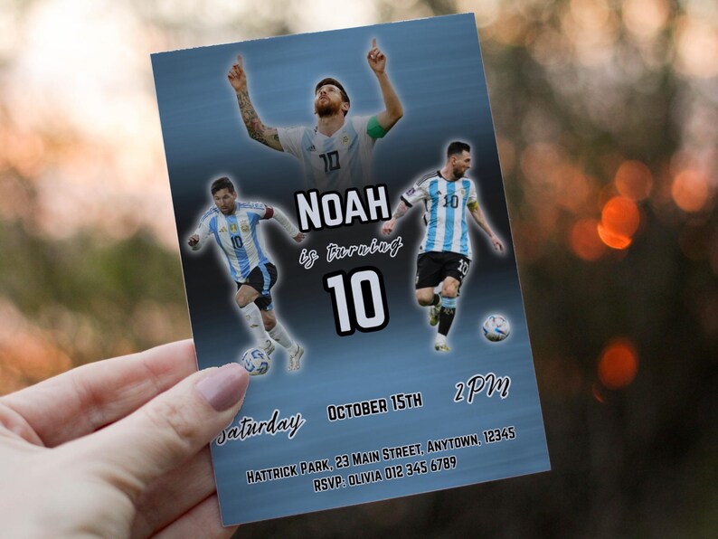 Messi Birthday Invitation: Editable Canva Template (instant Download ...