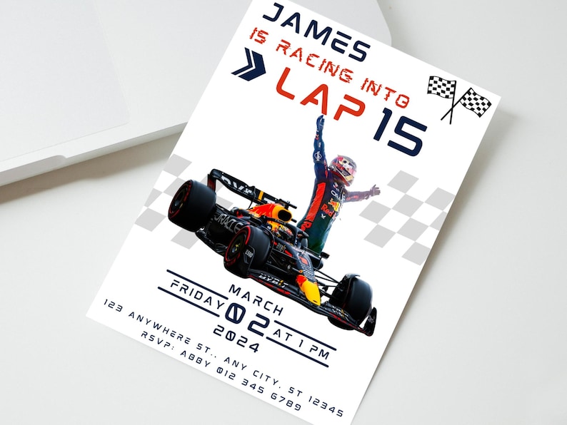 Max Verstappen Birthday Invitation: Formula 1 Red Bull Theme (canva ...