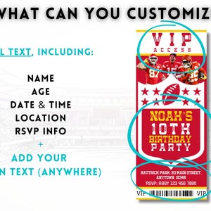 Kansas City Chiefs Birthday Invitation: VIP Ticket Canva Template ...