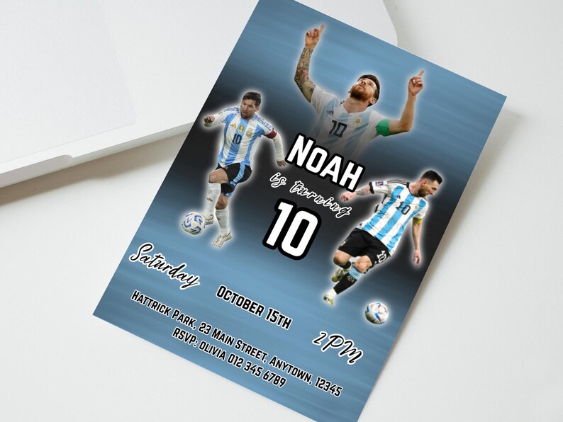 Messi Birthday Invitation: Editable Canva Template (instant Download ...