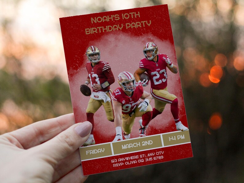 49ers Football Birthday Invitation: San Francisco Team, Canva Template ...
