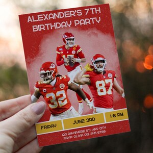 Kansas City Chiefs Birthday Invitation, Mahomes Kelce Bolton Invitation ...