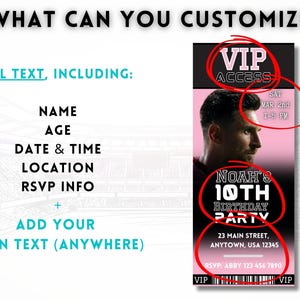 Messi Birthday Invitation, Messi VIP Ticket Invite, Soccer Invitation ...