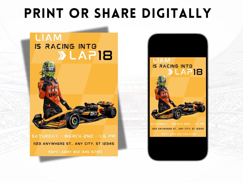 Formula 1 Birthday Invitation: Lando Norris, Mclaren Theme (canva ...