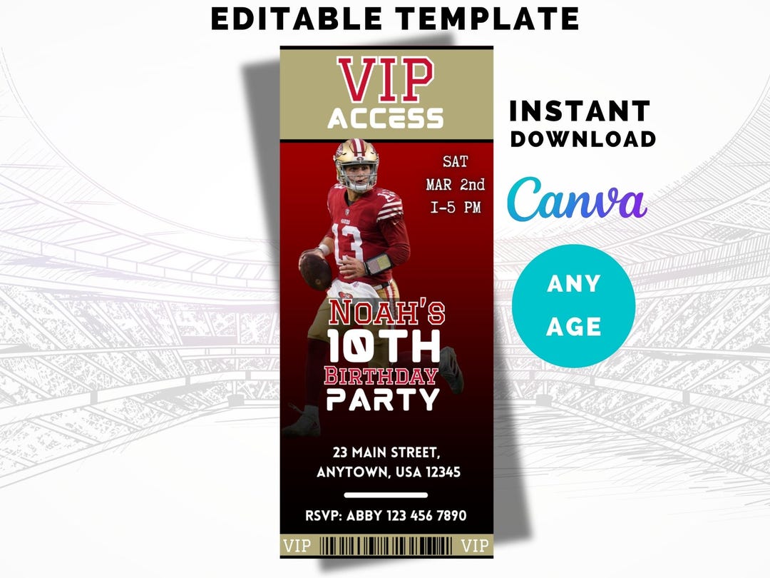 49ers Themed Football Invitation, Digital Invitation, Sports Invite ...