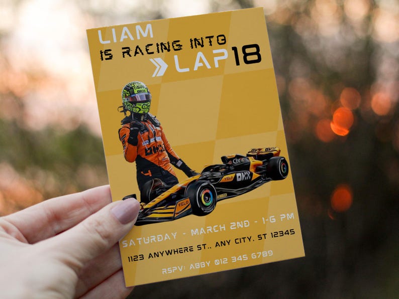 Formula 1 Birthday Invitation: Lando Norris, Mclaren Theme (canva ...